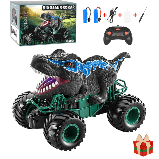 Shetinar 2.4G Remote Control Hot Wheel Monster Truck, Dinosaur Toy Car for Kids Boys , Doll with ...