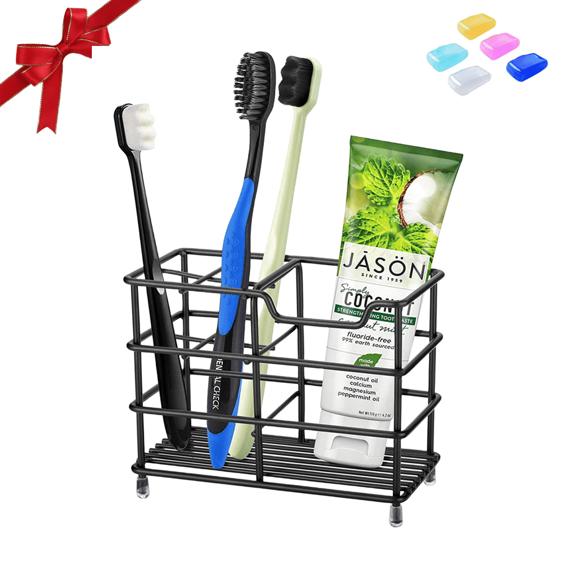 Shetinar Stainless Steel Toothbrush Holder, Black Bathroom Organizer ...