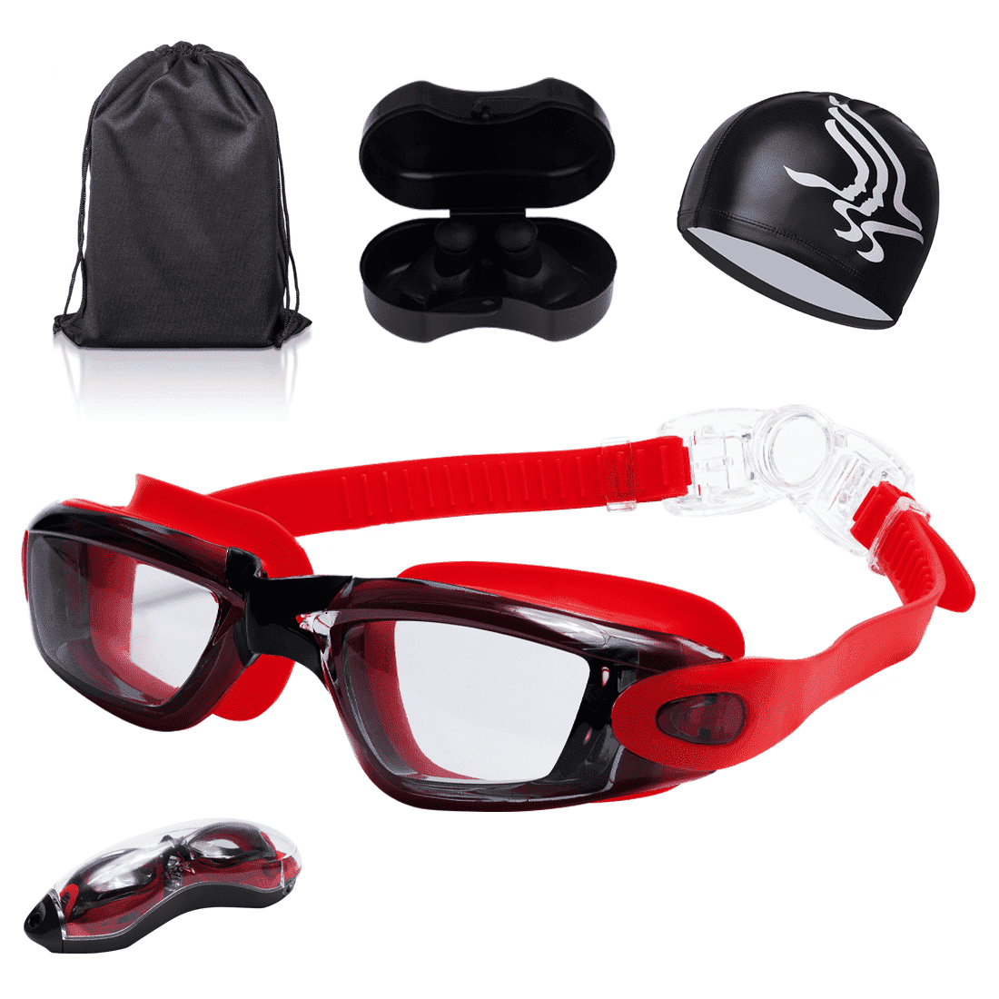 Shetinar Swim Goggles Waterproof Fitted Track with Storage Pouch, Ear ...