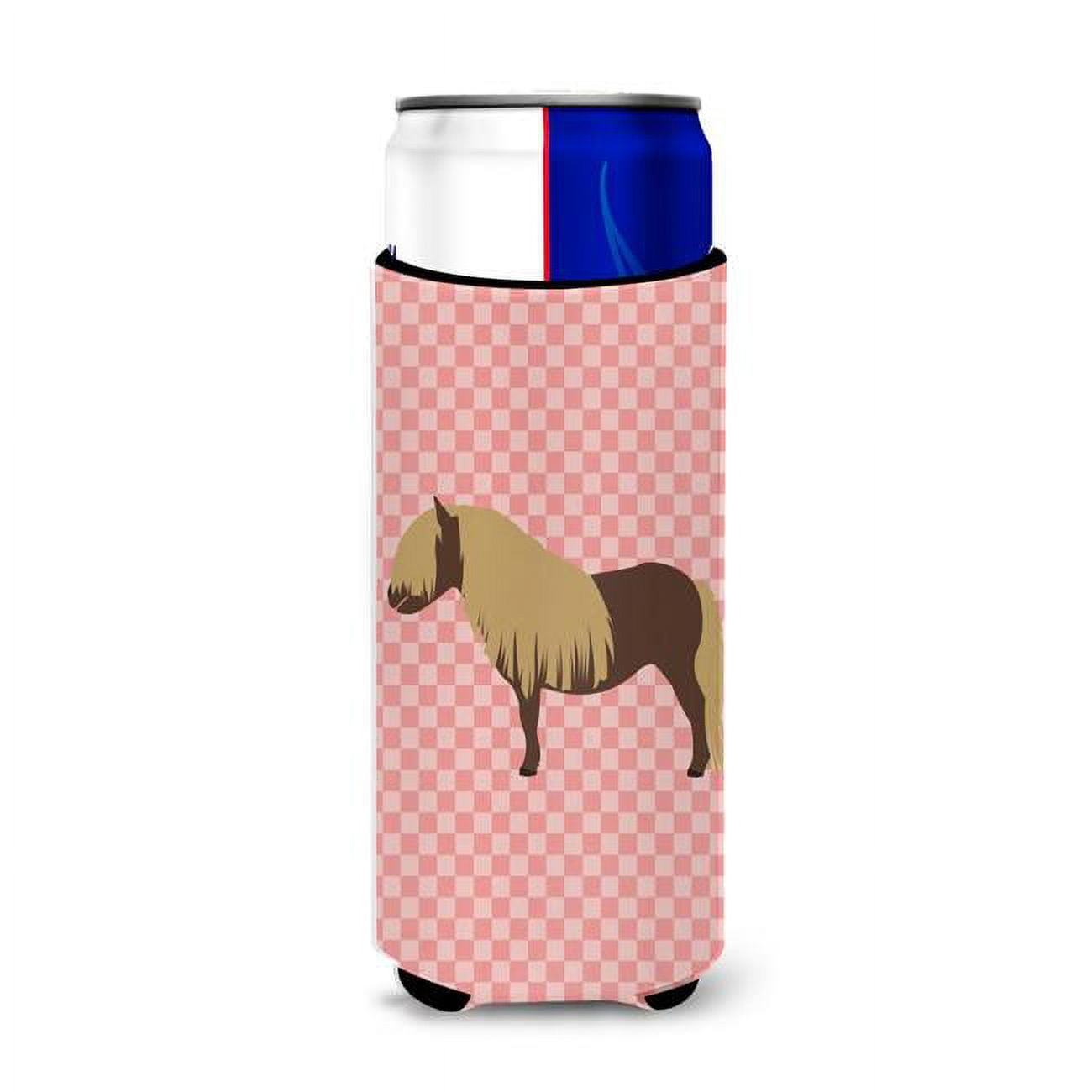 Shetland Pony Horse Pink Check Michelob Ultra Hugger for Slim Cans ...