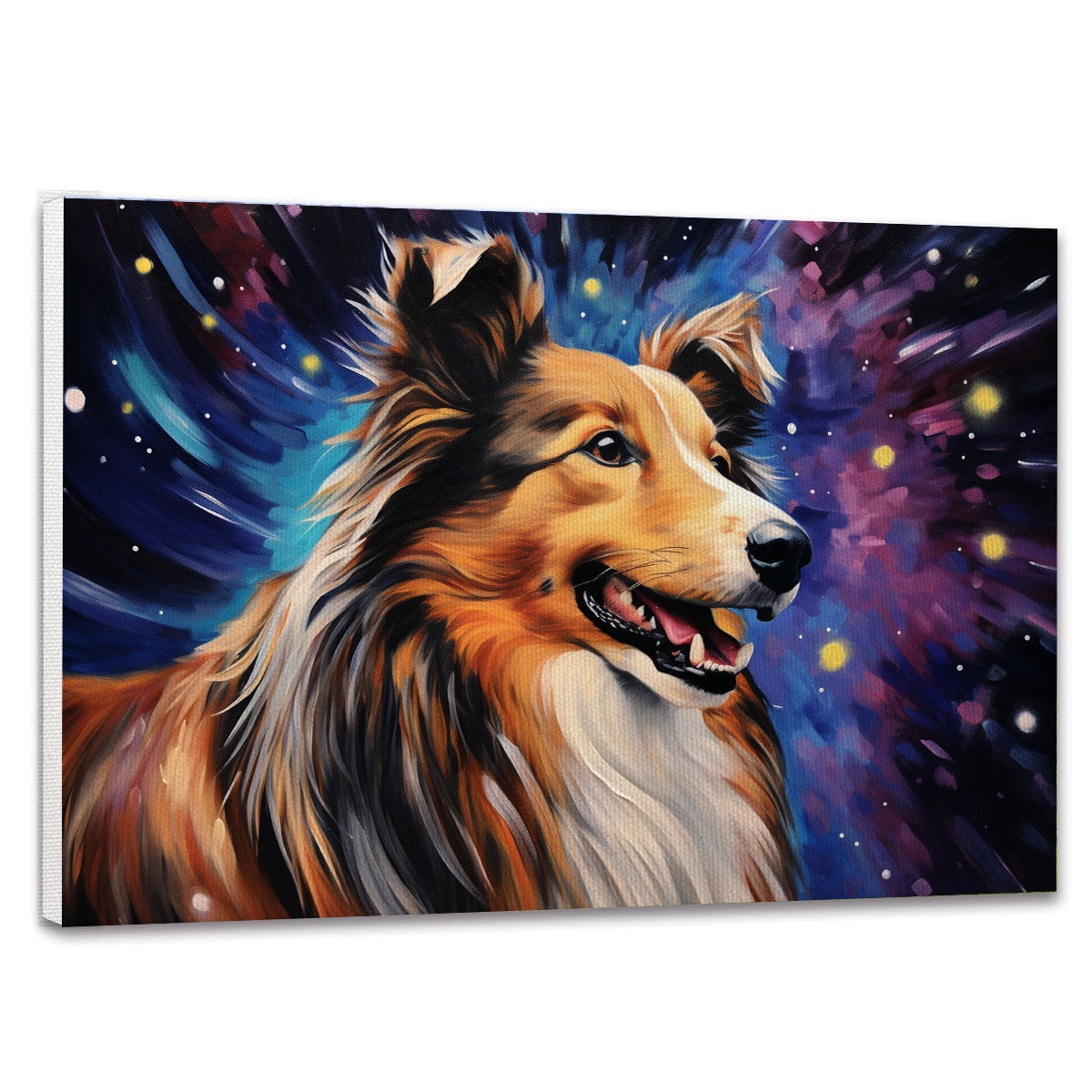 Shetland Sheepdog Canvas Van Gogh Starry Night Framed Gifts For Her ...