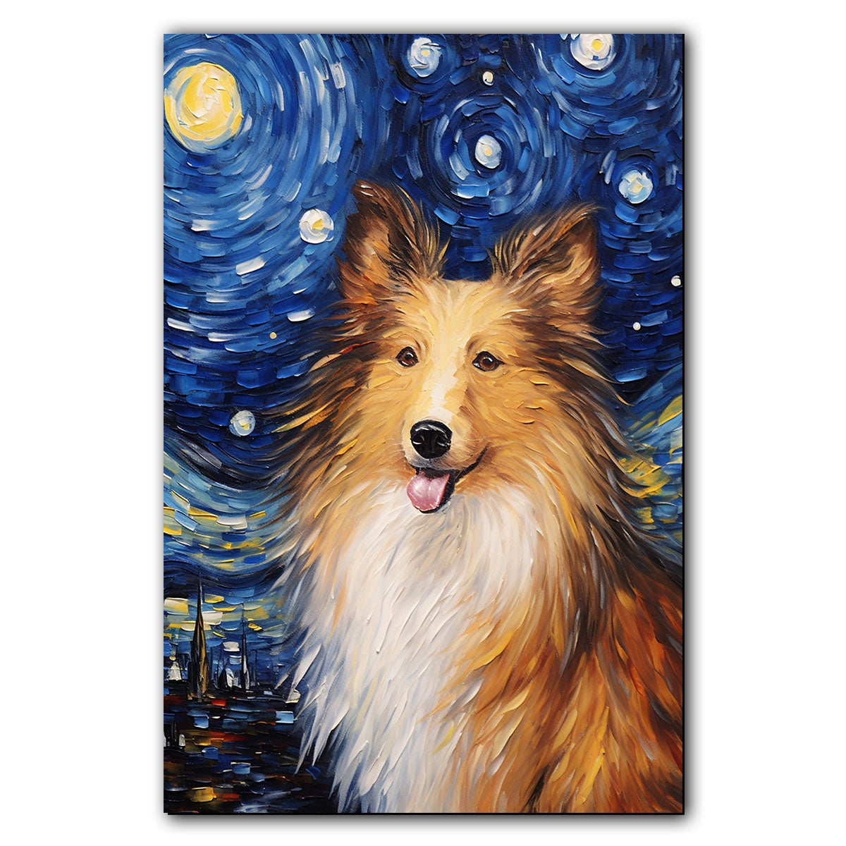 Shetland Sheepdog Dog Art Starry Night Paintings Van Gogh - Inspired ...