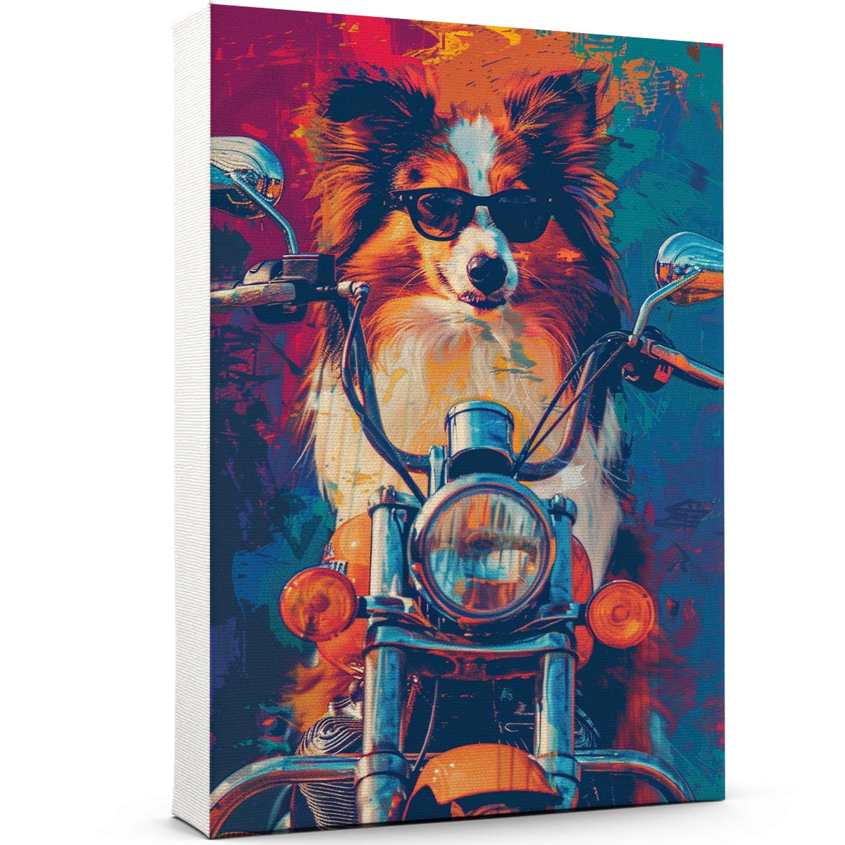 Shetland Sheepdog Dog Poster Riding A Motorcycle - Shetland Sheepdog ...
