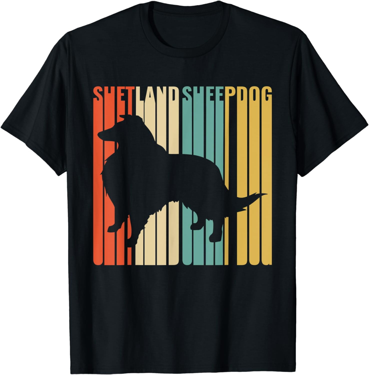Shetland Sheepdog Retro 1970's Dog Silhouette Sheltie T-Shirt - Walmart.com