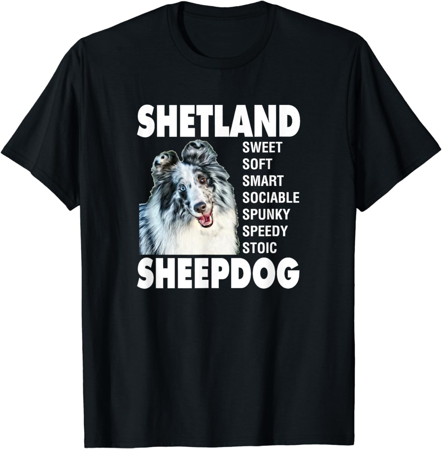 Shetland Sheepdog Sheltie T-Shirt Blue Merle Bi-Blue Sheltie - Walmart.com