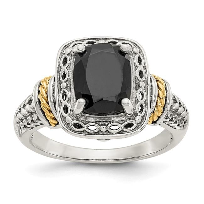 Shey Couture QTC1130-7 Sterling Silver with 14K Gold Onyx Ring - Size 7 - Walmart Business Supplies