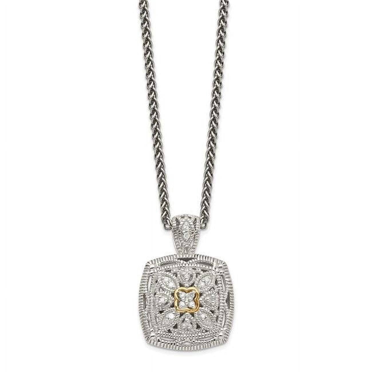 Shey Couture QTC652 7 mm Sterling Silver with 14K Gold Diamond Necklace, Polished - Walmart.com