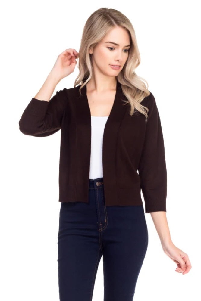 ShezPretty Women's Bolero 3/4 Sleeve Cropped Open Front Short Shrugs ...