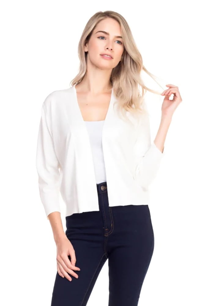 ShezPretty Women's Bolero 3/4 Sleeve Cropped Open Front Short Shrugs ...