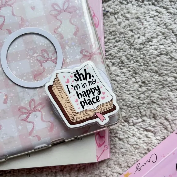 Shh I'm in My Happy Place Phone Grip, Cute Bookish Accessory, Gift for ...