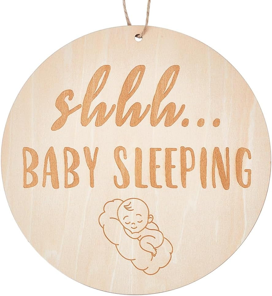Shhh Baby Sleeping Sign for Front Door Decorations Hanging Do Not Disturb Wood Sign Rustic Door ...