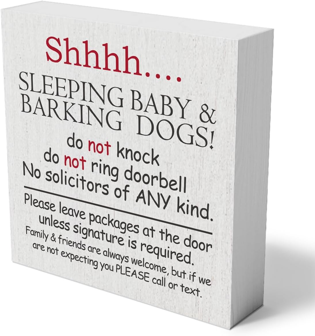 Shhh No Soliciting Sleeping Baby Barking Dogs Wooden Box Sign ...