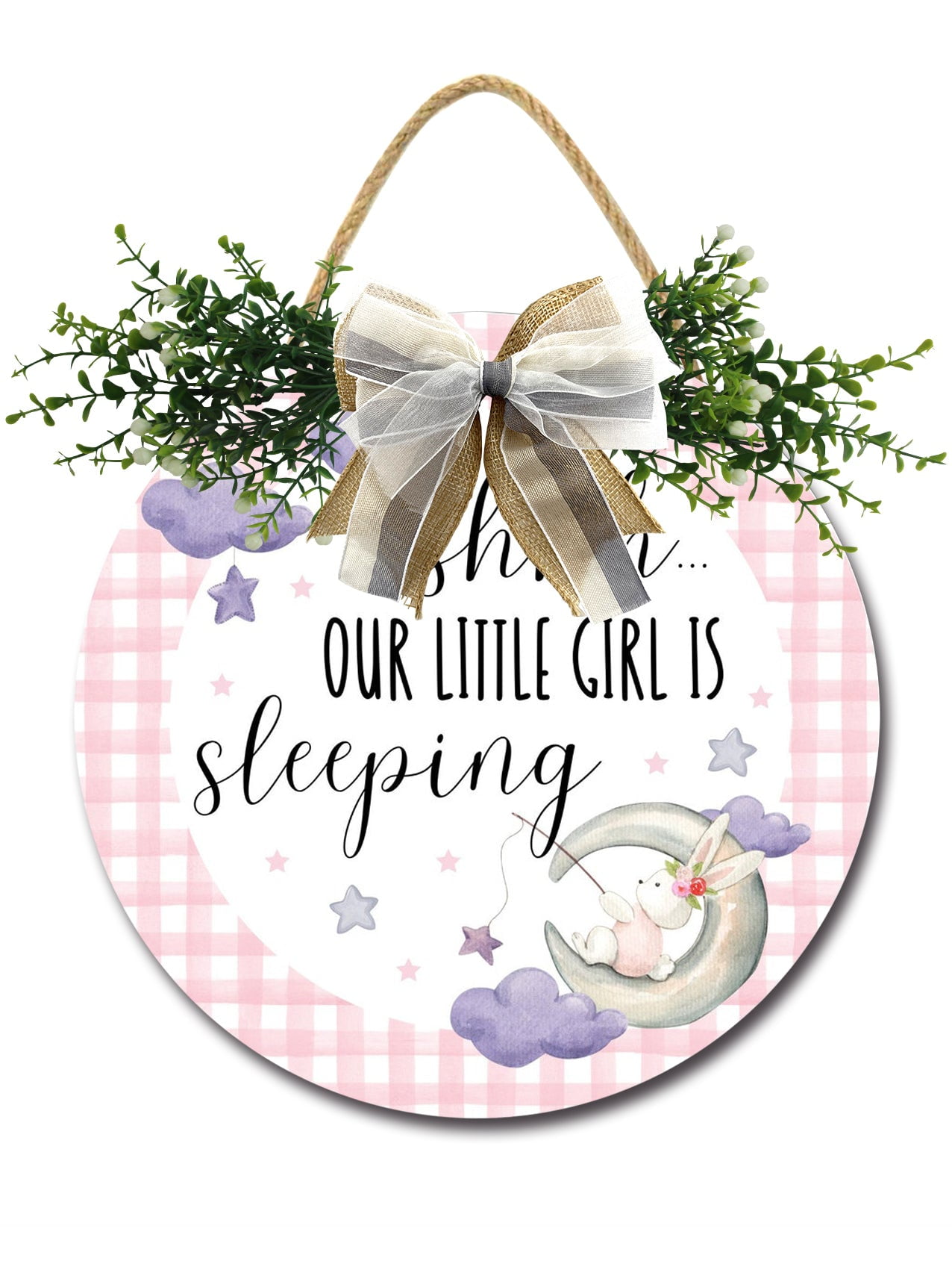 Shhh Our Little Girl Is Sleeping Sign Front for Door Decoration, 12 in ...