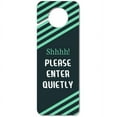 Shhhh Please Enter Quietly Teal Stripes Plastic Door Knob Hanger Sign ...