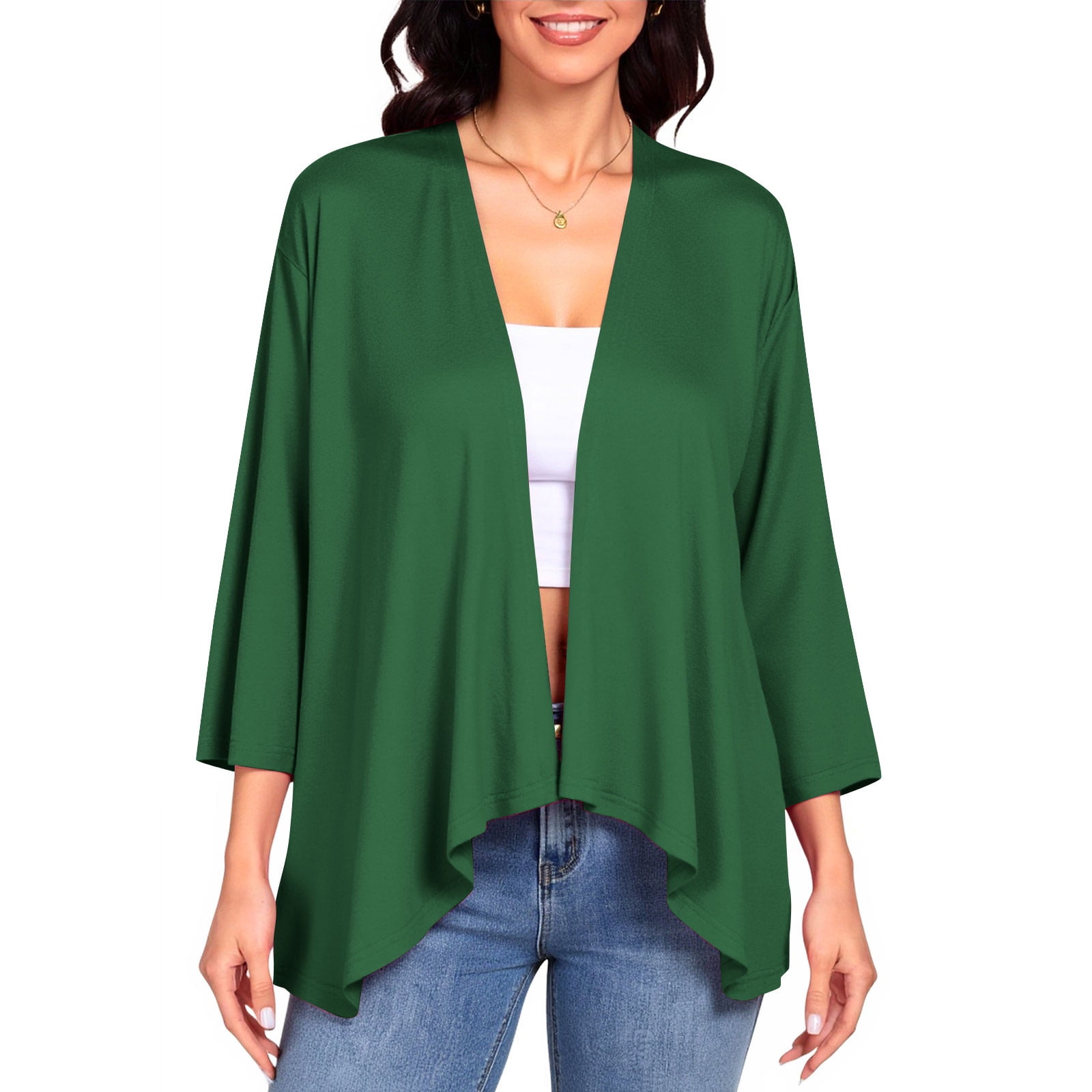 ShiShine Women's 3/4 Sleeves Lightweight Open Front Cardigan Draped ...