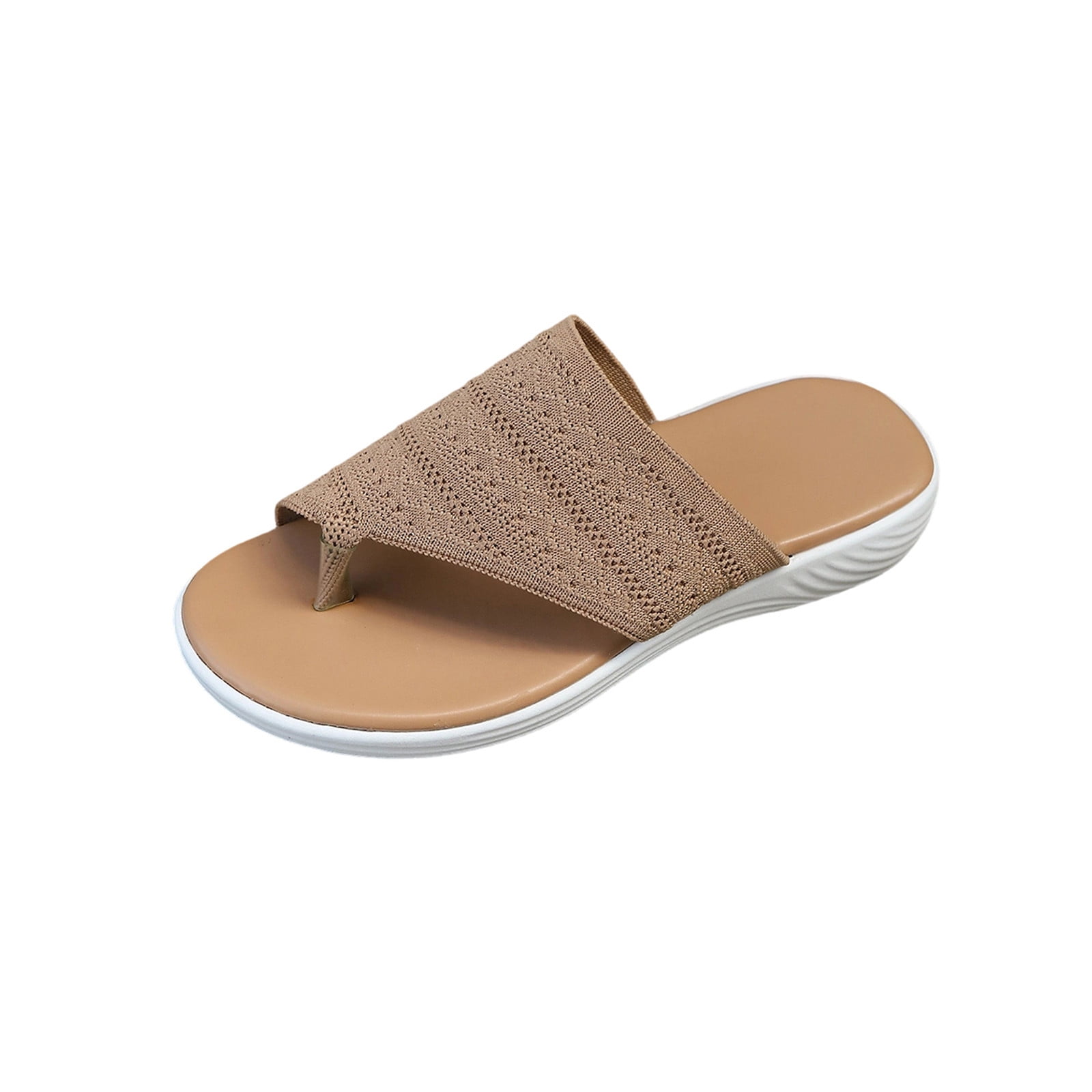 ShiShine Womens Toe Post Knit Slide Sandals Breathable Soft Sole ...