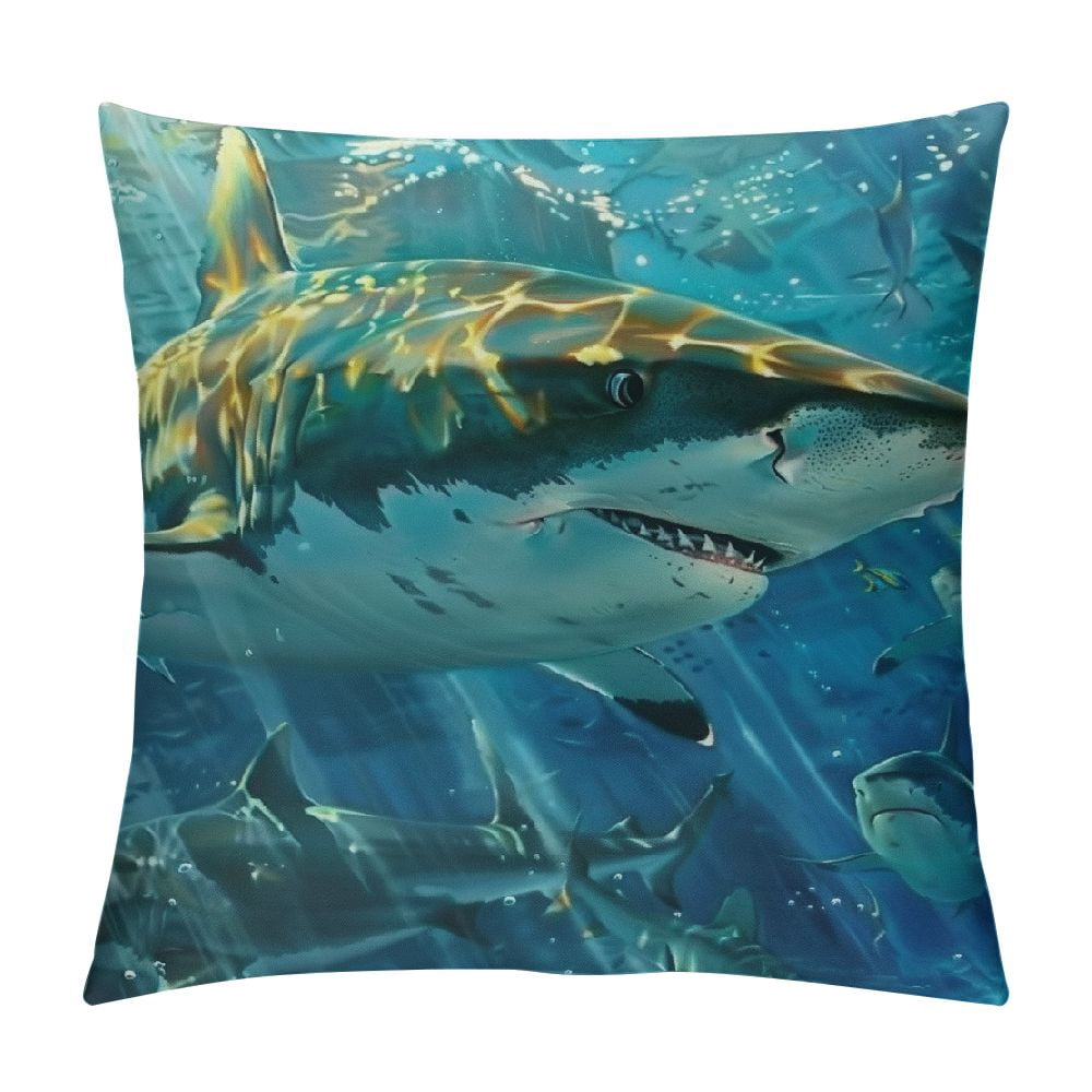 Shiartex 3D Shark Throw Pillow Cover for Kids Boys, Ocean Themed ...