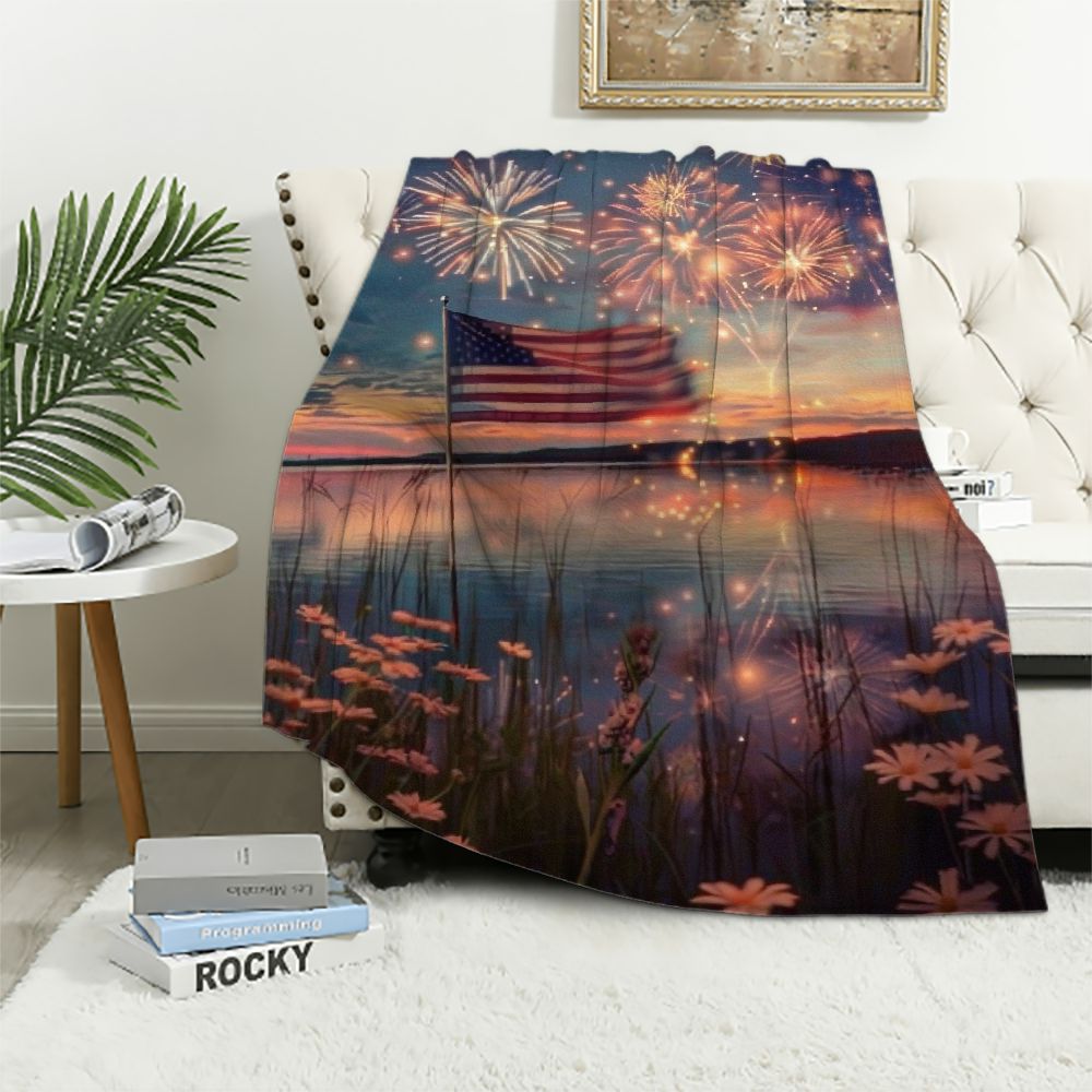 Shiartex 4th of July Celebration American Flag Throw Blanket, Luxurious ...
