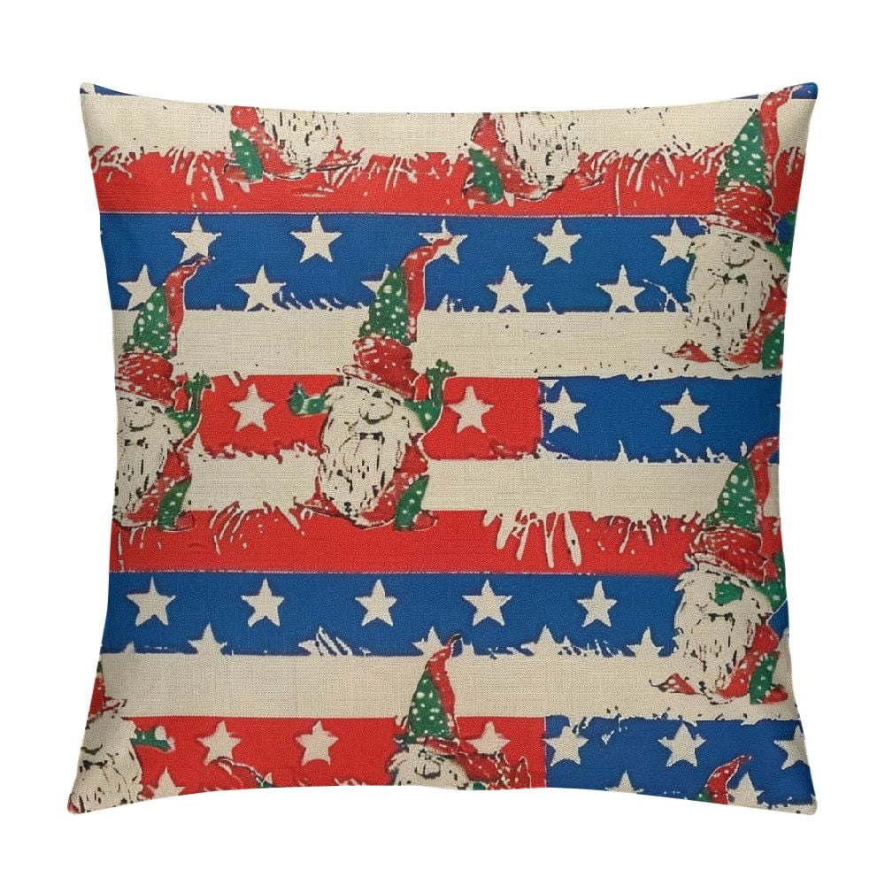 Shiartex 4th of July Gnome Pillow Covers Blue Red Stars and Stripes ...