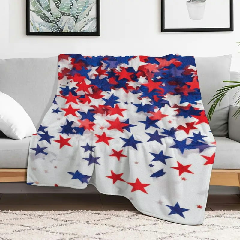 Shiartex 4th of July Throw Blanket American Flag Blue and Red Stars ...