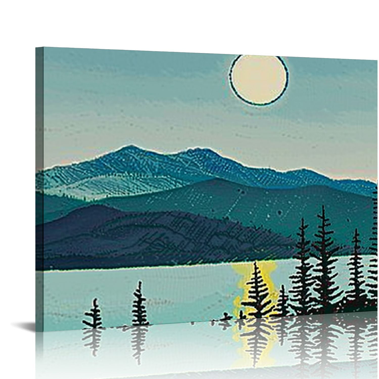 Shiartex Abstract Mountain Canvas Wall Art, Nature Landscape Emerald ...