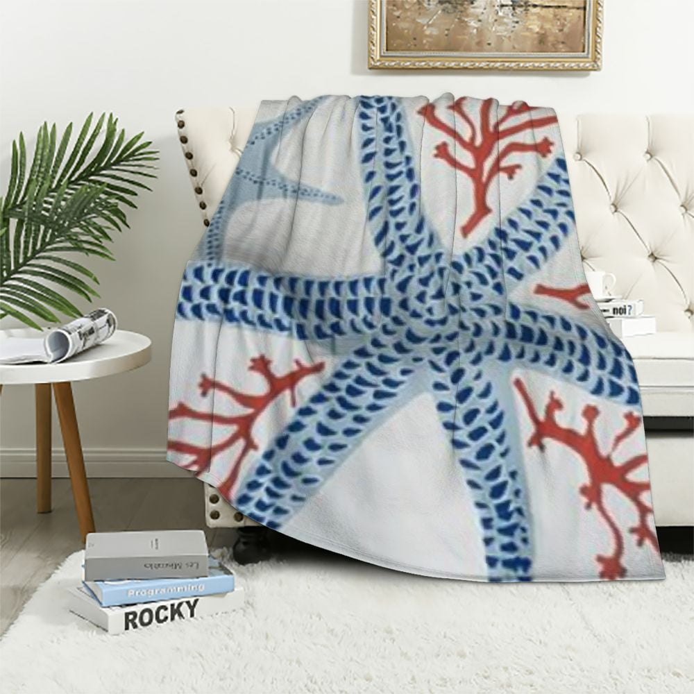 Shiartex Abstract Nautical Coastal Throw Blanket for Couch - Watercolor ...