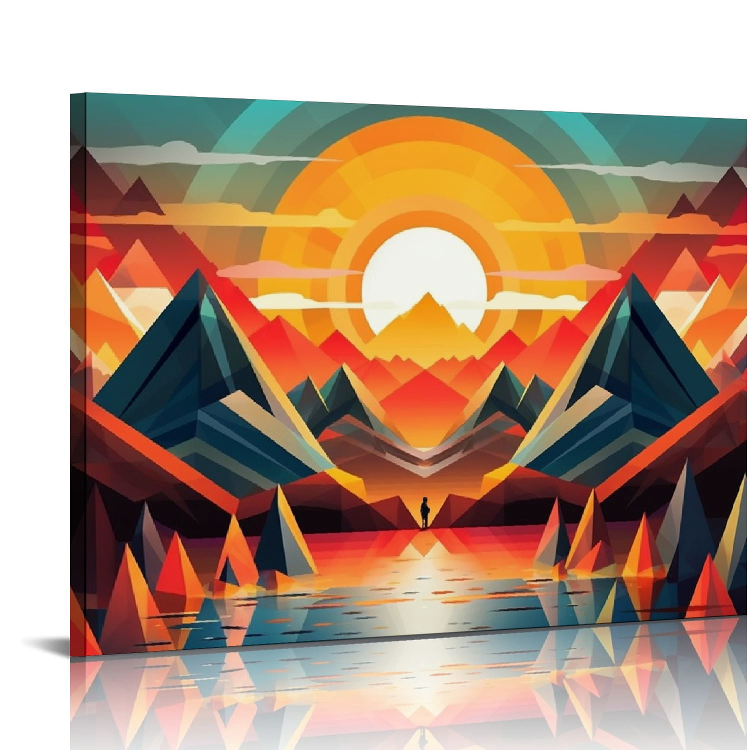 Shiartex Abstract Sun Scenery Canvas Wall Art of Mountain Sunrise ...