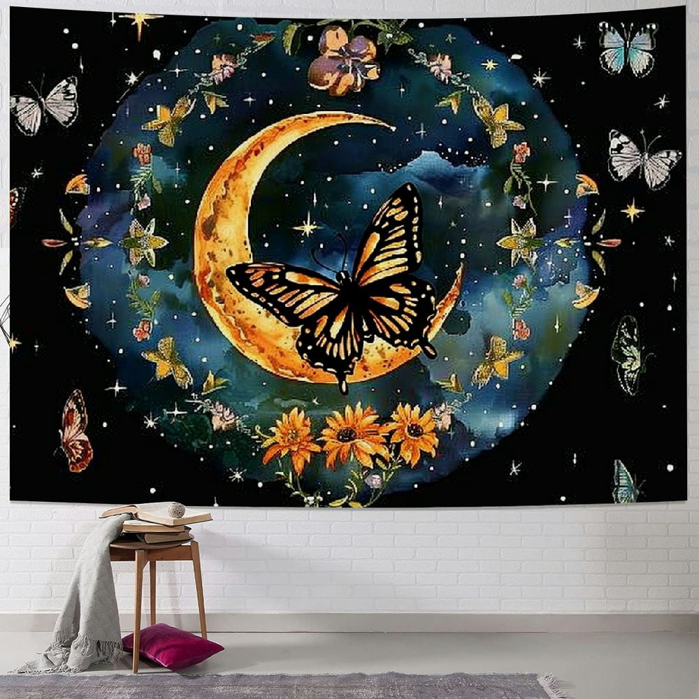 Shiartex Aesthetic Butterfly Tapestry Wall Hanging, Small Boho Floral ...