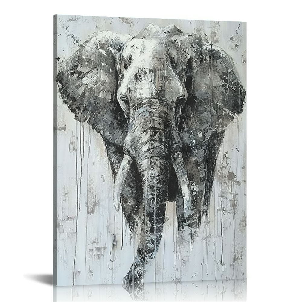 Shiartex African Elephant Pictures Decor Wall Art Gray Abstract Animal ...