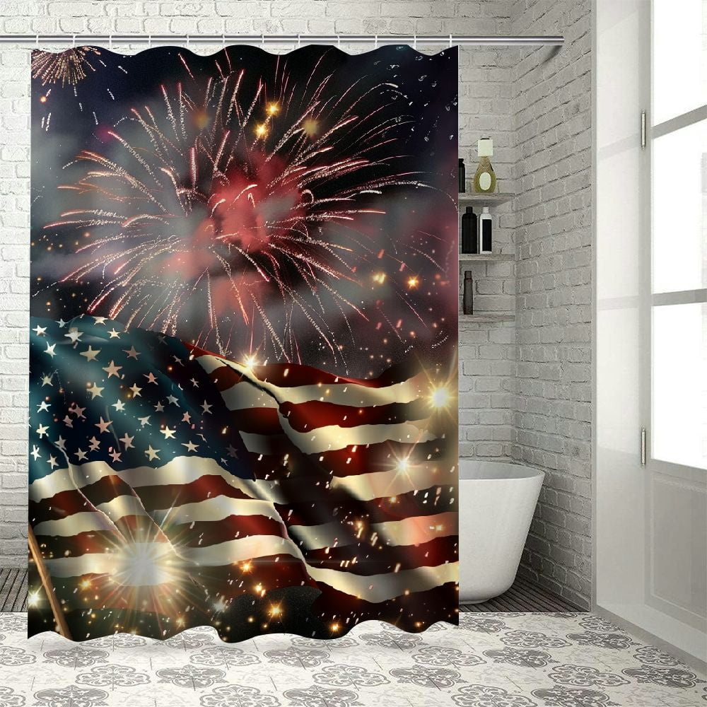 Shiartex American Flag Shower Curtain ,4th of July Shower Curtain with ...