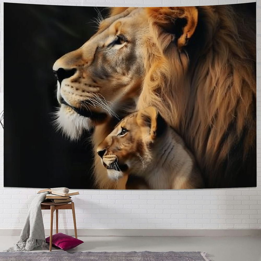 Shiartex Animal Lion Couple Cuddling Art Tapestry Wall Hanging Decor ...