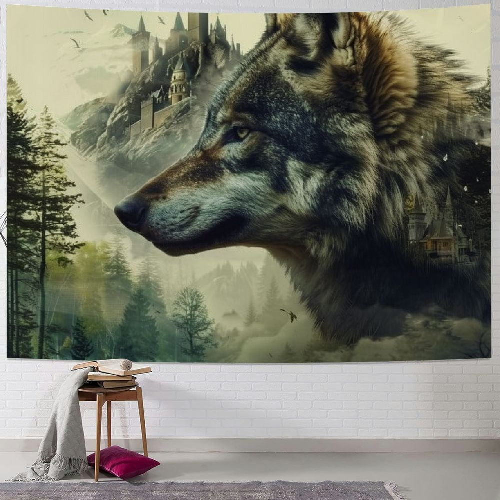 Shiartex Animal Tapestry Wolf Mountains Wall Hanging Aesthetic ...