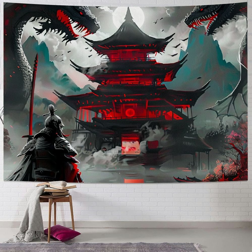 Shiartex Anime Samurai Tapestry, Tapestry Wall Hanging for Men ...