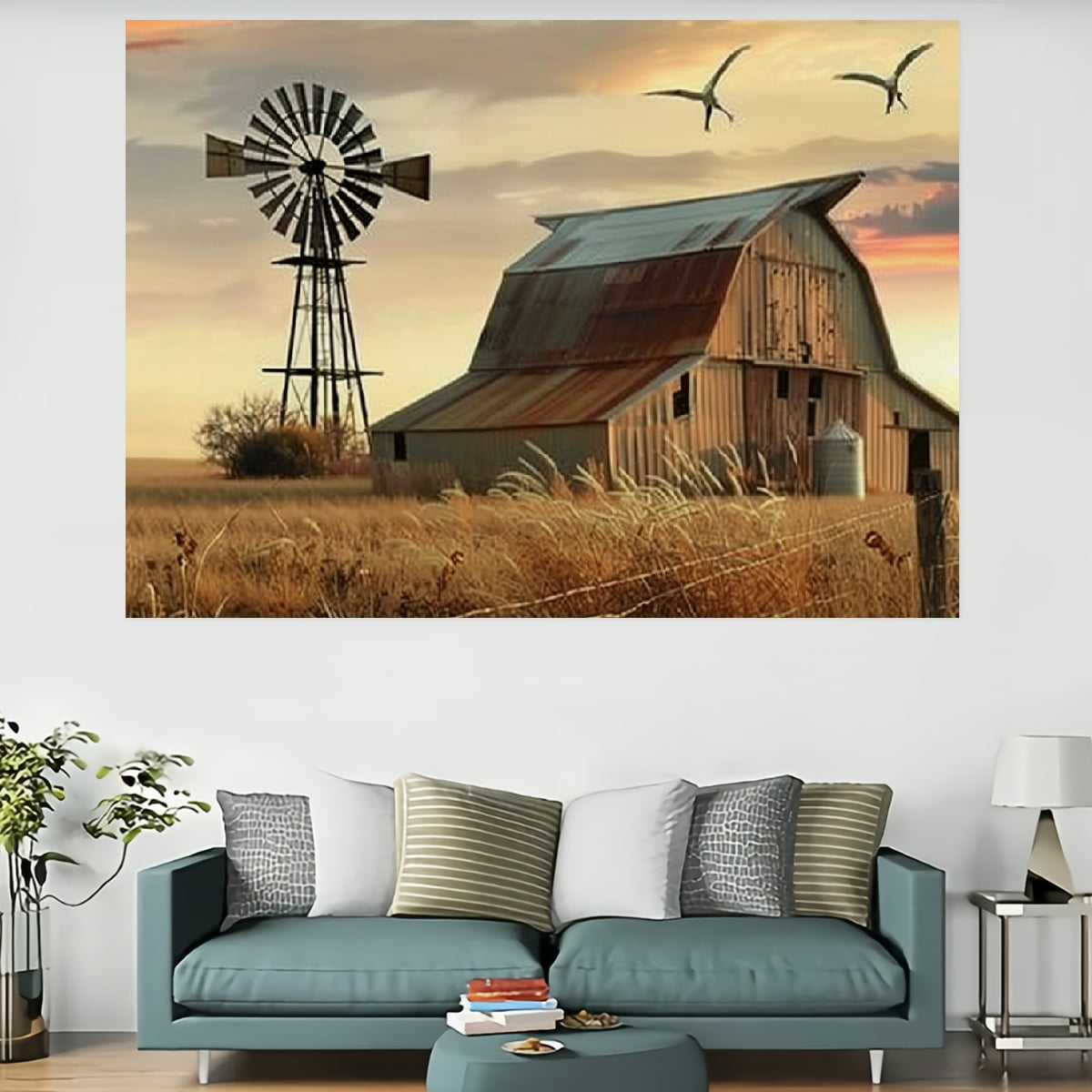 Shiartex Barn Windmill Field Tapestry Wall Hanging 100% Polyester Decor ...
