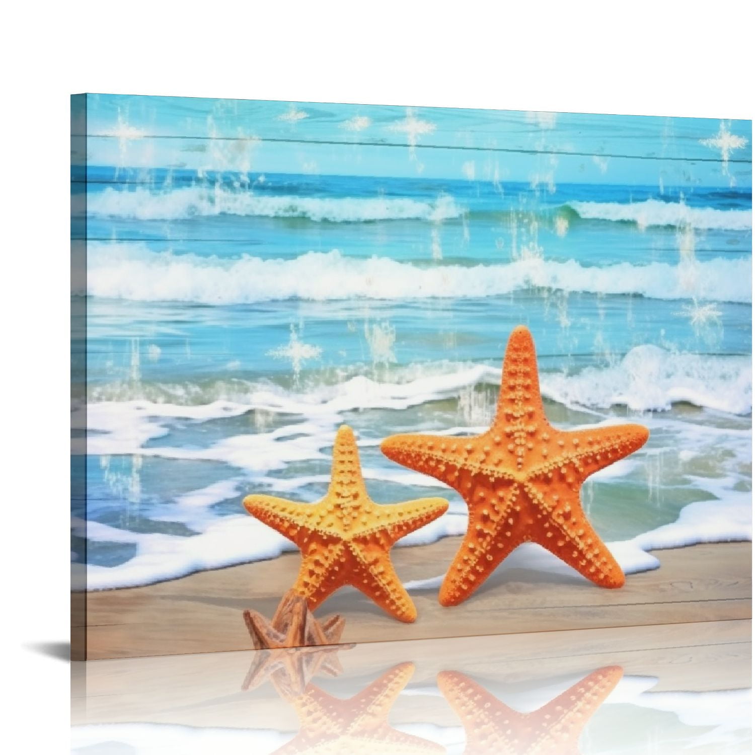 Shiartex Bathroom Wall Art Board Beach Sea Starfish Wall Decor Bedroom ...