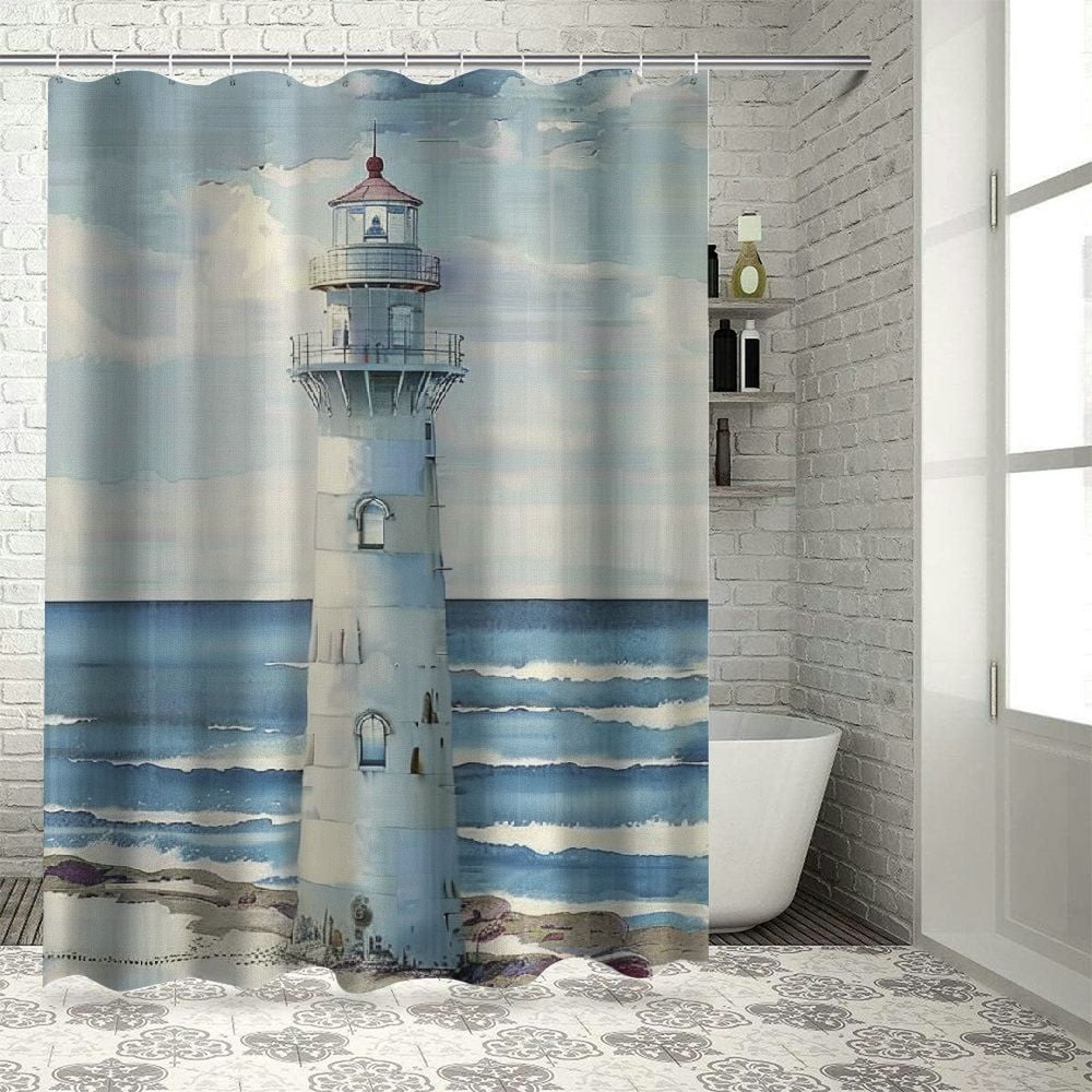 Shiartex Beach Scene Ocean Theme Shower Curtain, Nautical Beach Ocean ...