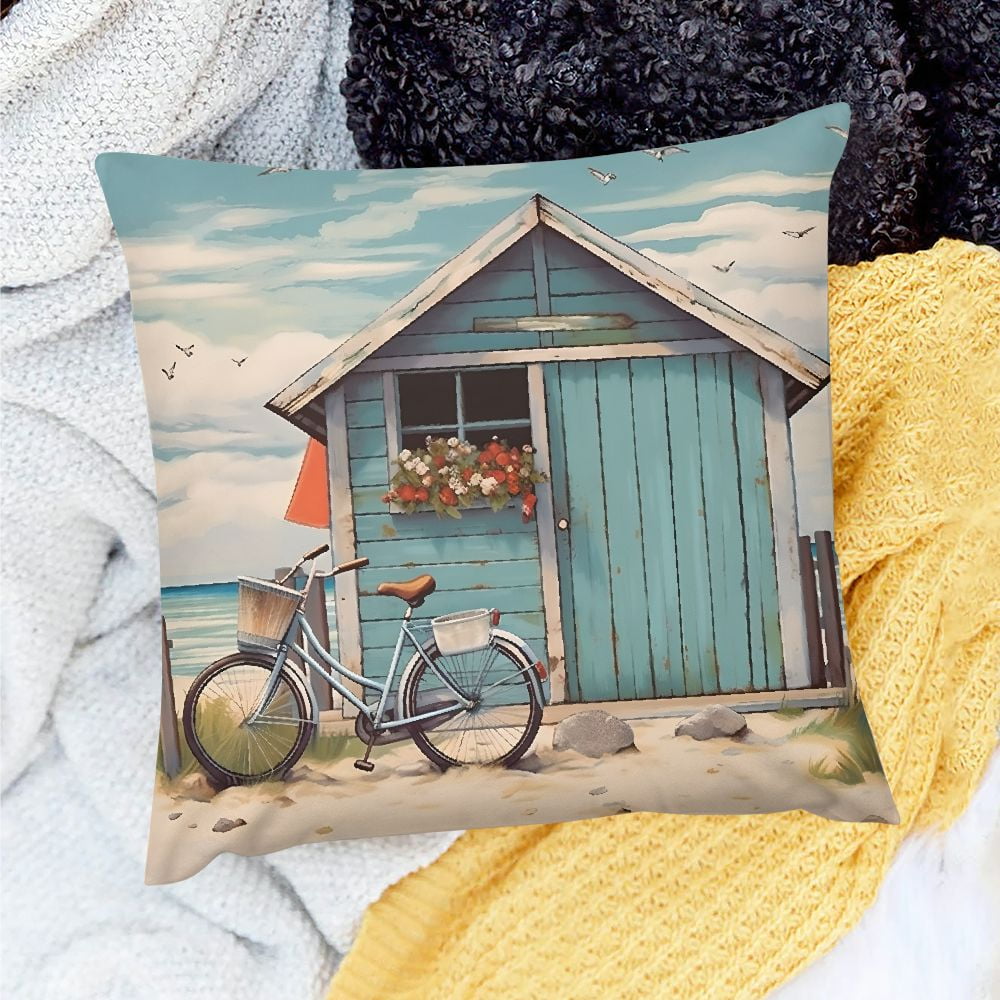 Shiartex Beach Scene Pillow Cover Cushion Case for Home Sofa Couch ...