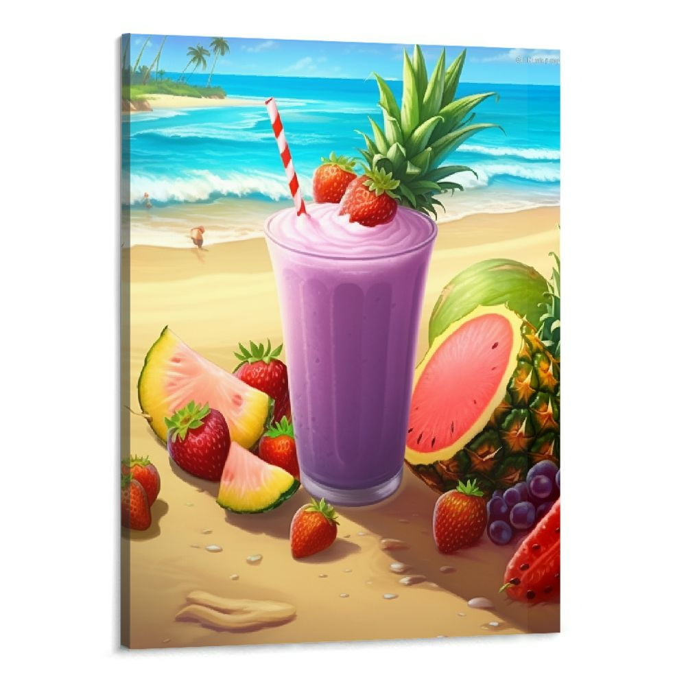 Shiartex Beach Summer Fruit Smoothie Canvas Poster Decorative Painting ...