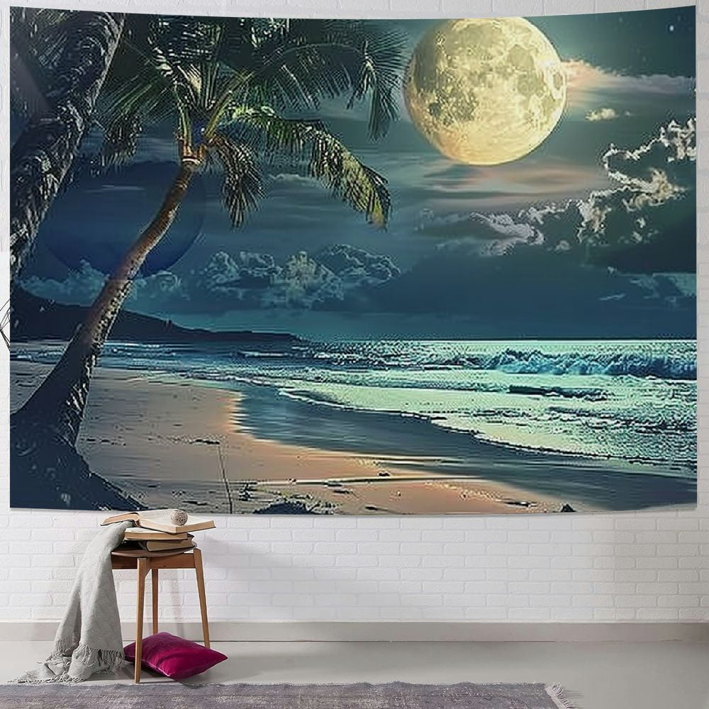 Shiartex Beach Tapestry for Bedroom Hawaii Coconut Tropical Tree Moon ...