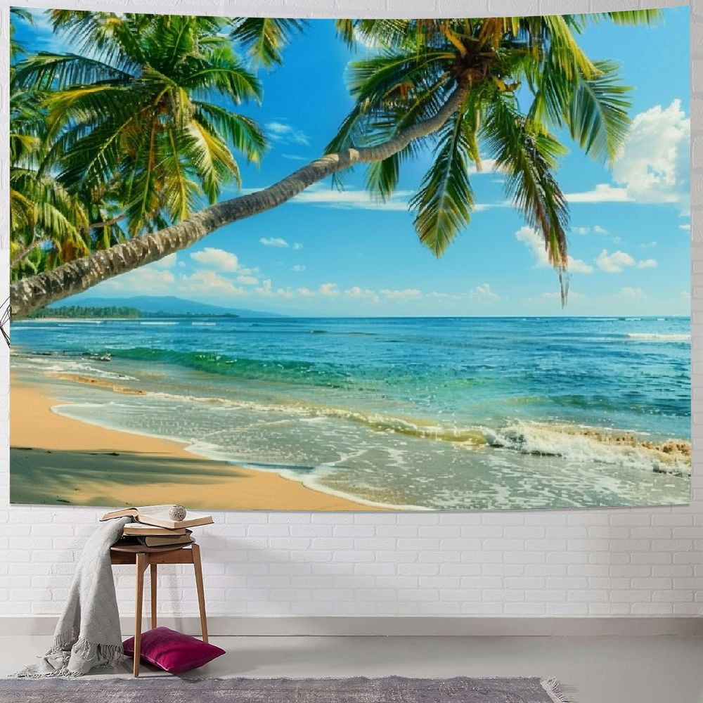 Shiartex Beach Tapestry Wall Hanging Tropical Blue Ocean Landscape ...