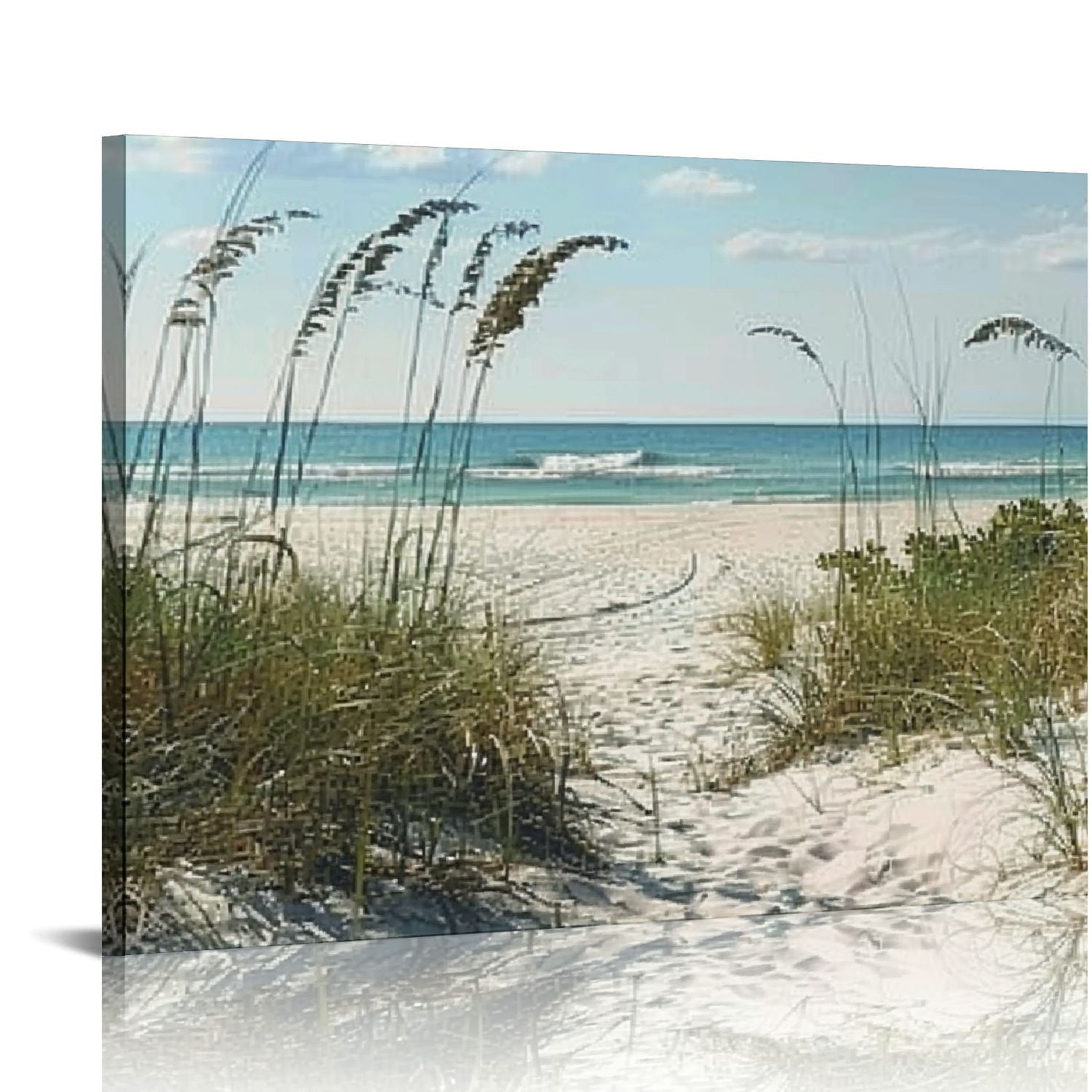Shiartex Beach Window Wall Art Canvas: Relaxing Bedroom Blue Ocean ...