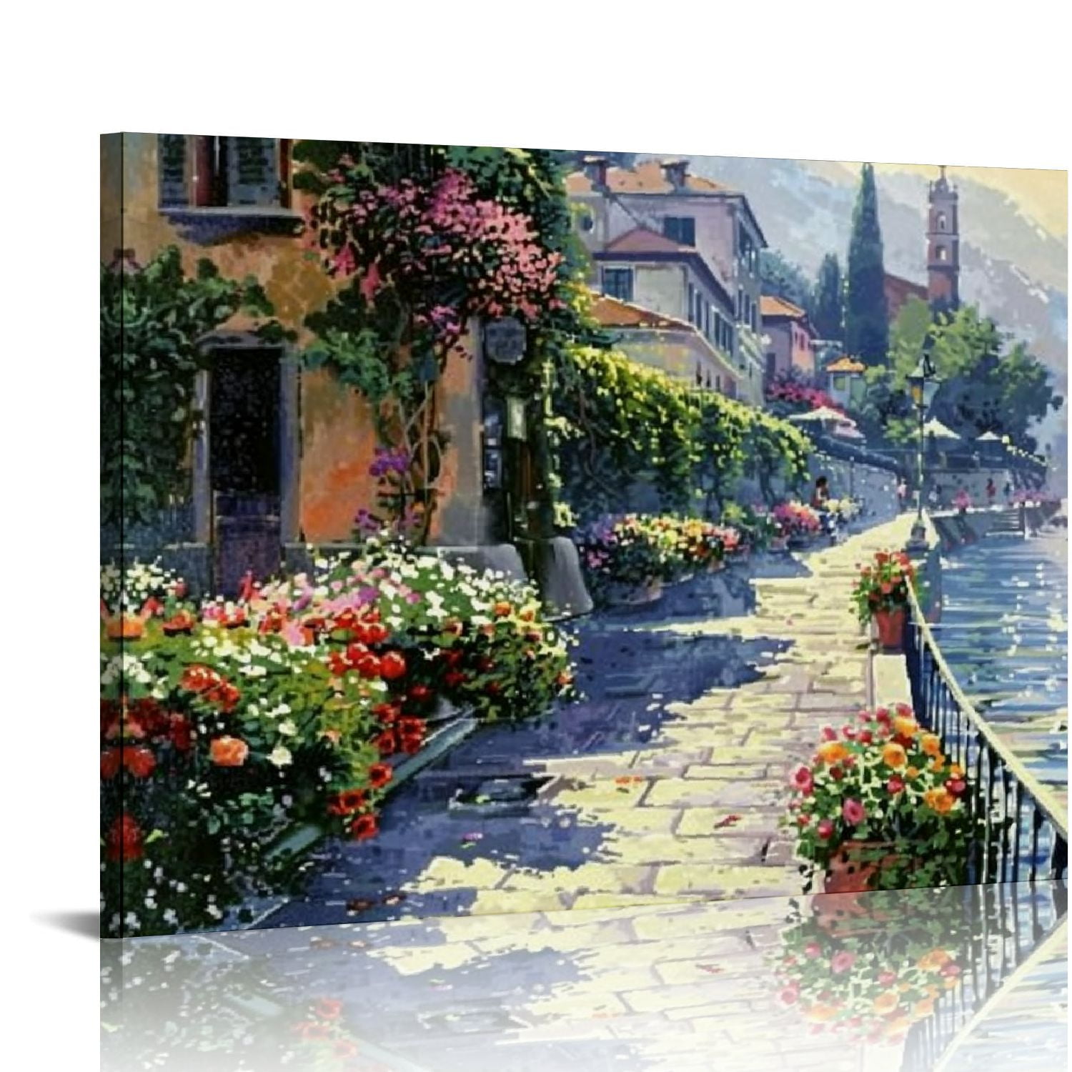 Shiartex Bellagio Promenade Canvas Wall Art Print, Northern Italy Home ...