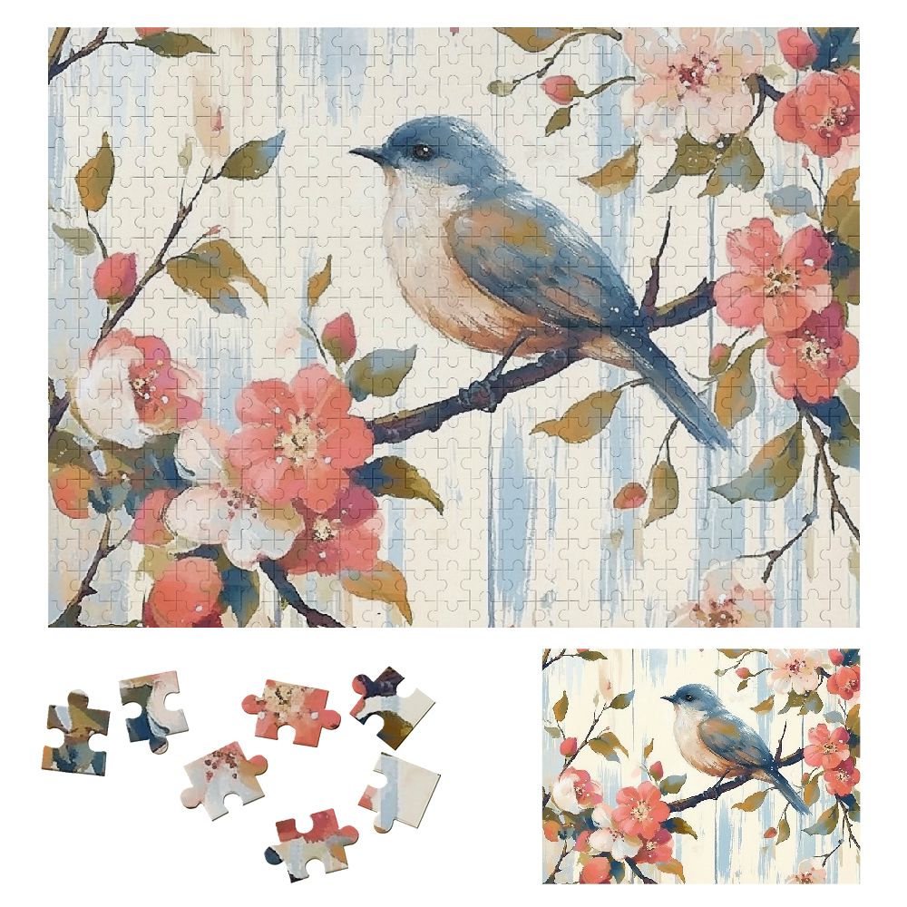 Shiartex Bird Branch Flowers Wooden Jigsaw Puzzle for Adults and Kids ...