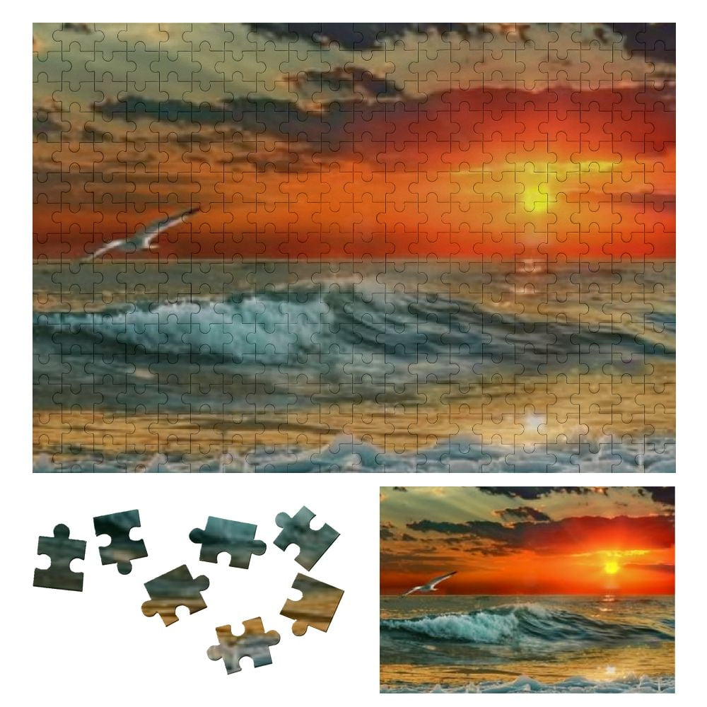 Shiartex Bird Ocean Sunset Wooden Jigsaw Puzzle, Challenging Game Toy ...