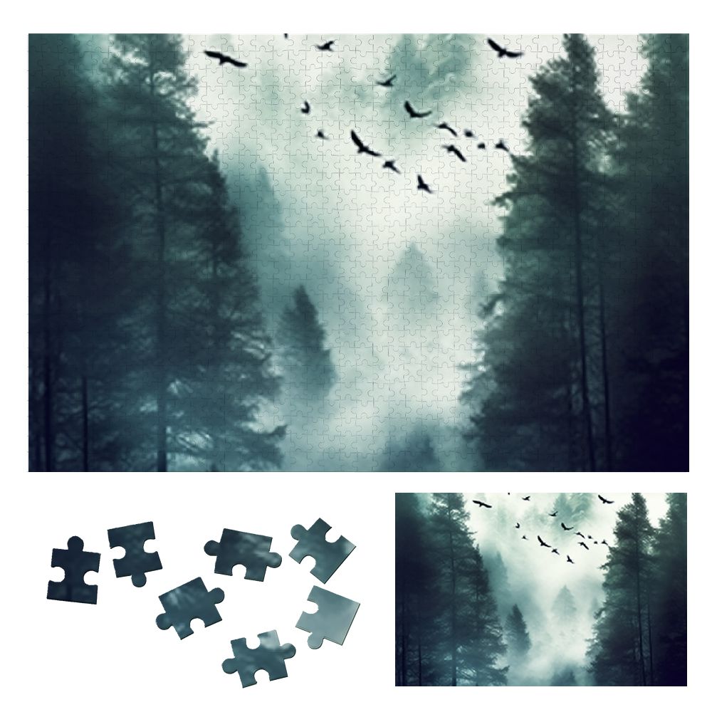 Shiartex Birds Forest Fog Wooden Jigsaw Puzzle, Challenging Hard Wood ...
