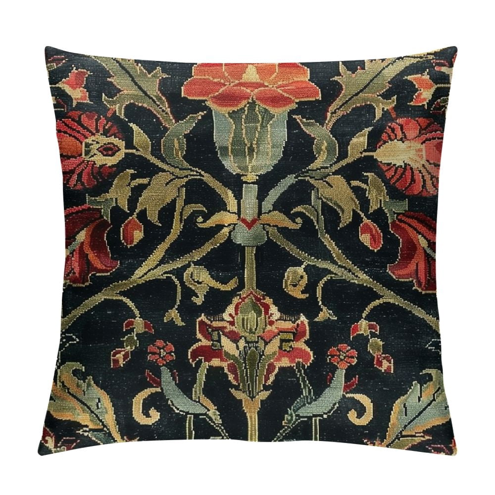 Shiartex Black Floral, 18'' x 18'' Ethnic Persian Decorative Throw Sofa ...