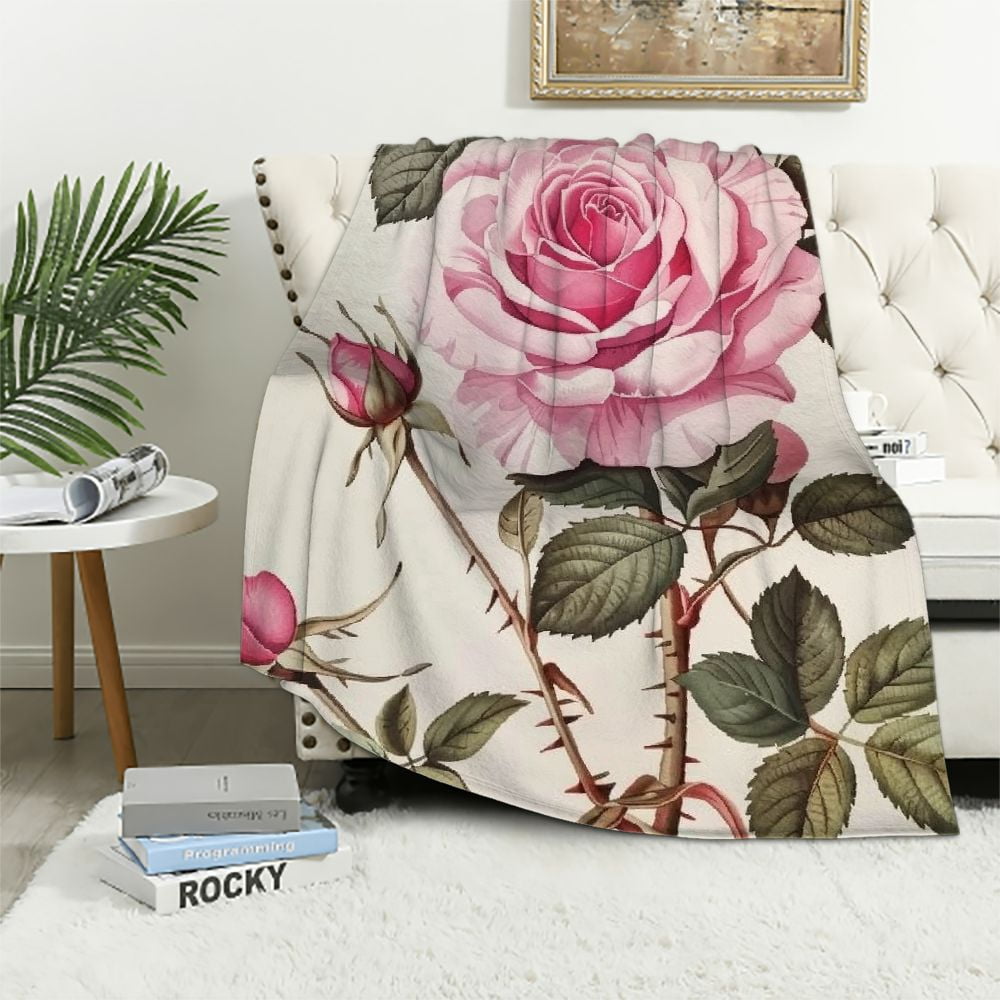 Shiartex Blanket Vintage Elegant Popular Rose Floral Soft Throw Blanket ...