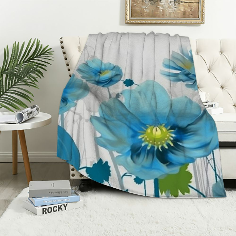 Shiartex Blue Flowers Chiho Aoshima Generative Art Print Throw Blanket ...
