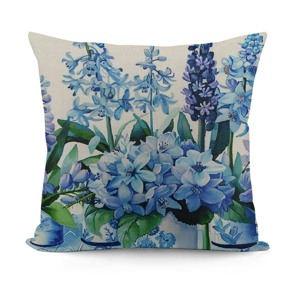 Shiartex Blue Hydrangea Wildflower Spring Throw Pillow Covers Outdoor ...