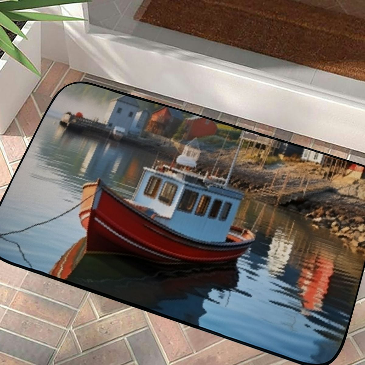 Shiartex Boats Theme Felt Square Floor Mat for Home Entrance, Patio ...